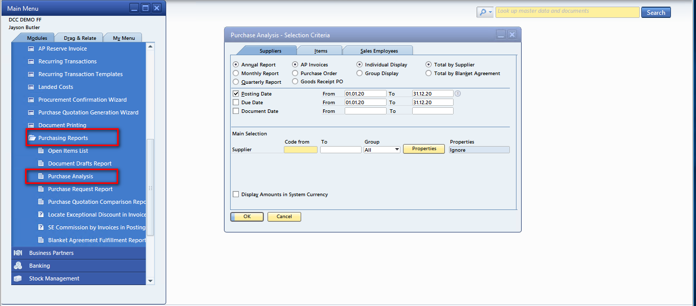 Purchase Analysis Report in SAP Business One – Doubleclick Consulting ...